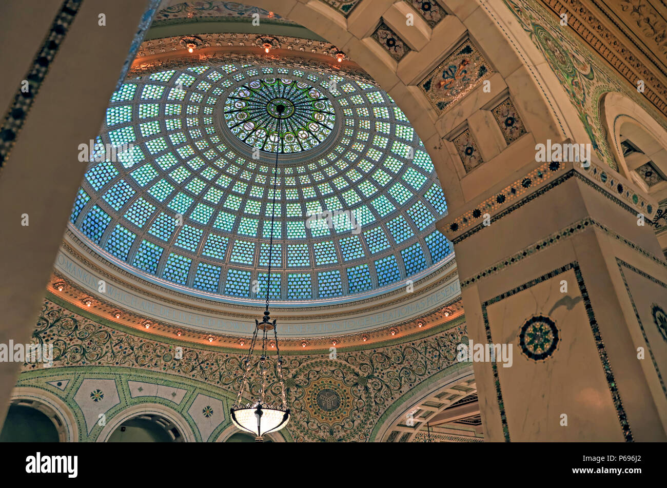Chicago, Illinois, USA - June 22, 2018 - View of the interior and of ...