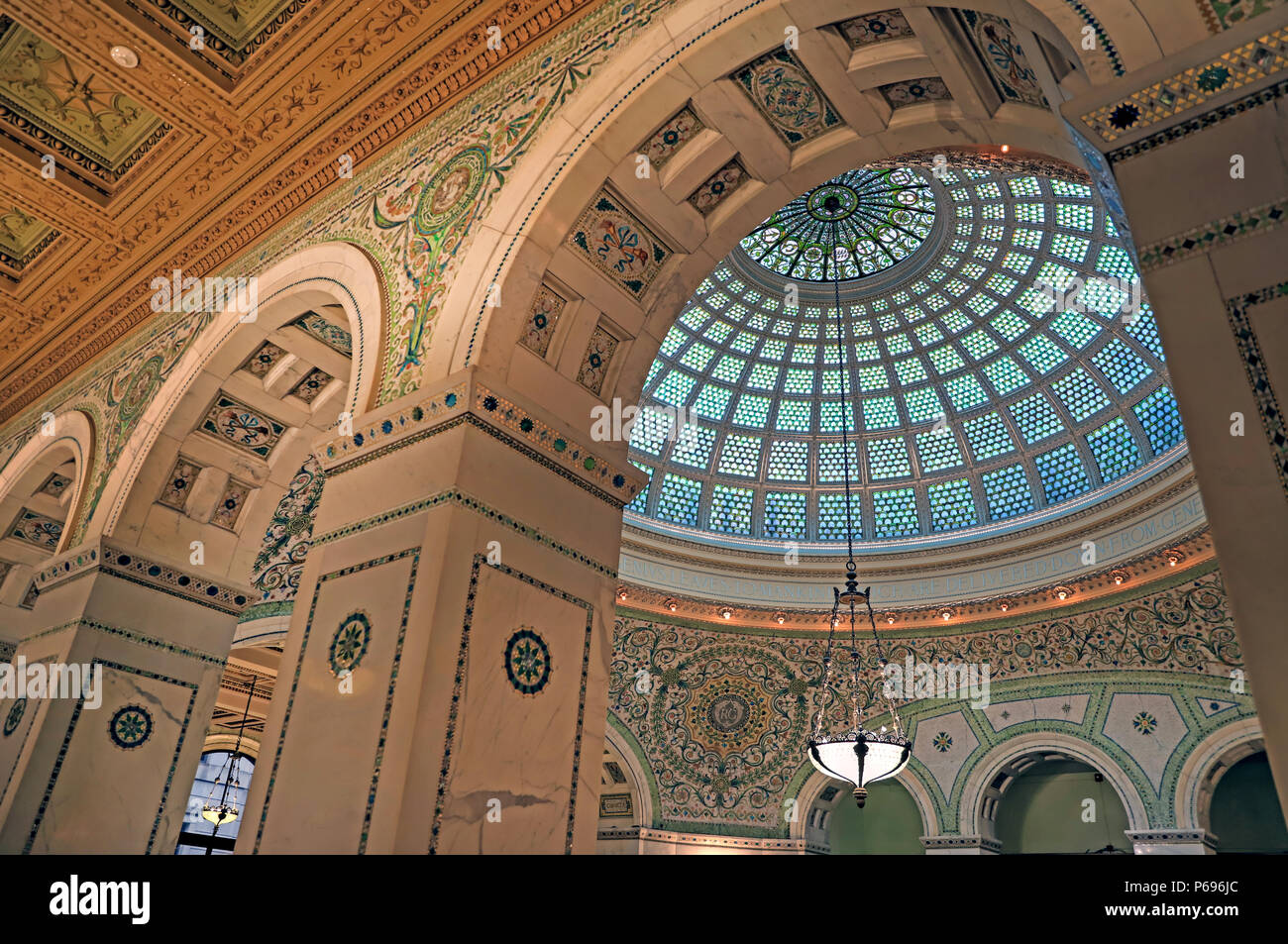 Chicago, Illinois, USA - June 22, 2018 - View of the interior and of ...