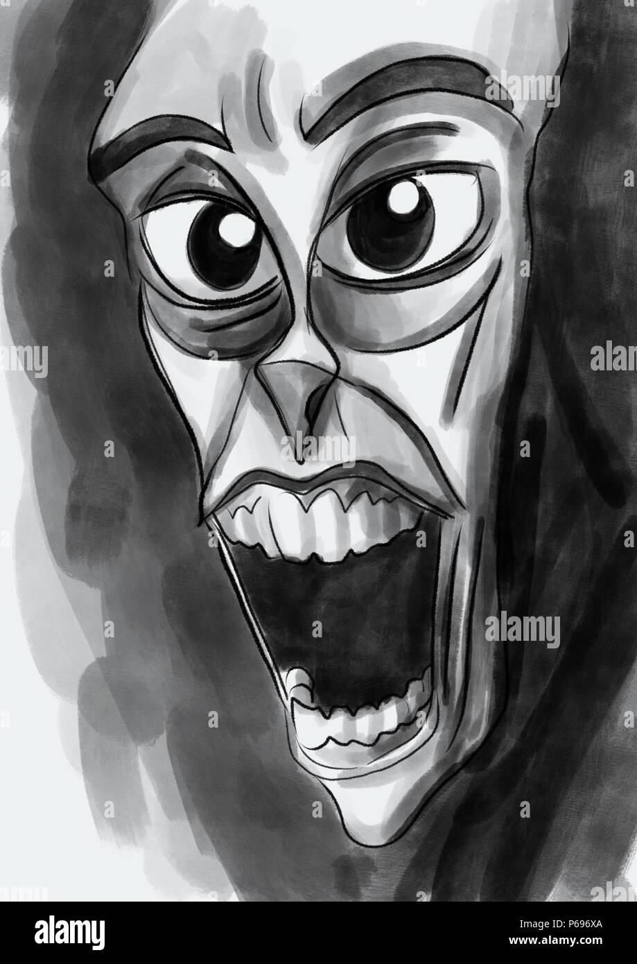 A shouting cartoon face Stock Photo - Alamy