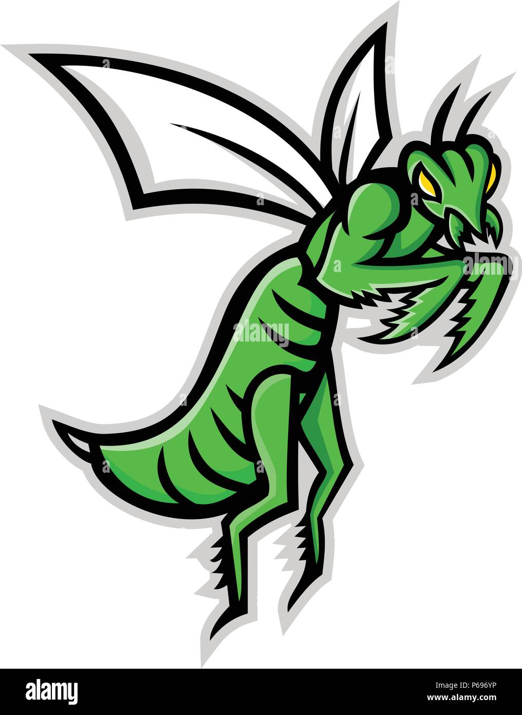 Mascot icon illustration of a praying mantis or mantis with forearms ...