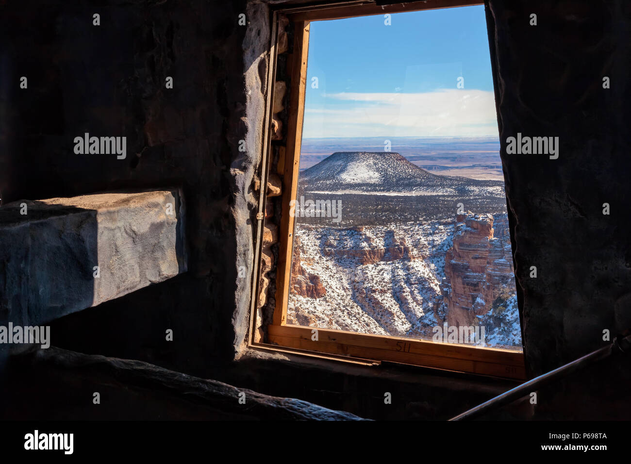 Desert View, seen through the Watchtower window, Grand Canyon National ...