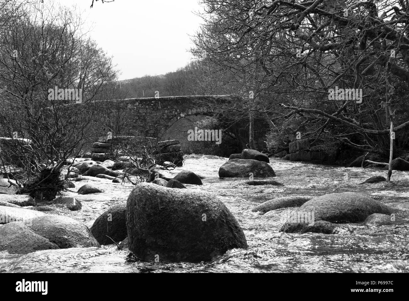 The bubbling River Dart with it's boulders and rocks Stock Photo - Alamy