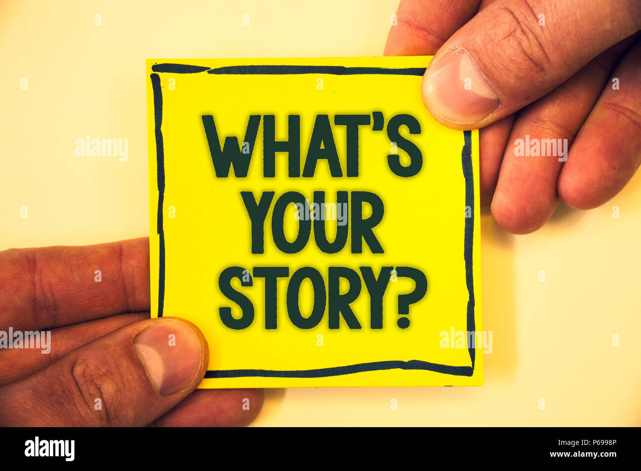 Conceptual Hand Writing Showing Whats Your Story Question Business