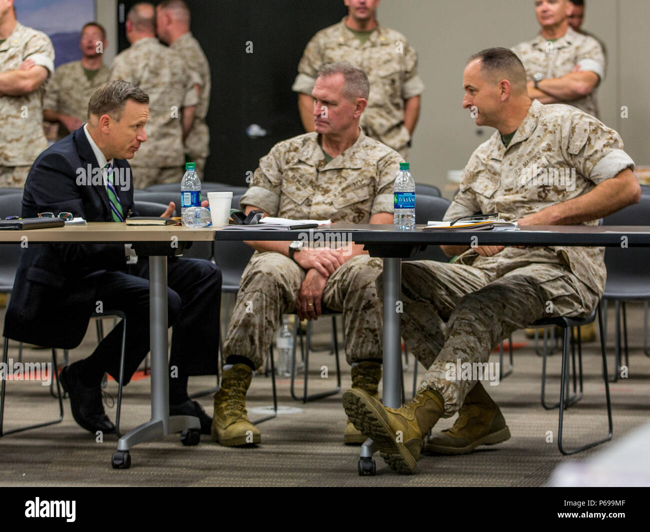 U.S. Marine Corps Maj. Gen. Daniel O'Donohue, right, 1st Marine Divison Commanding General, and ...