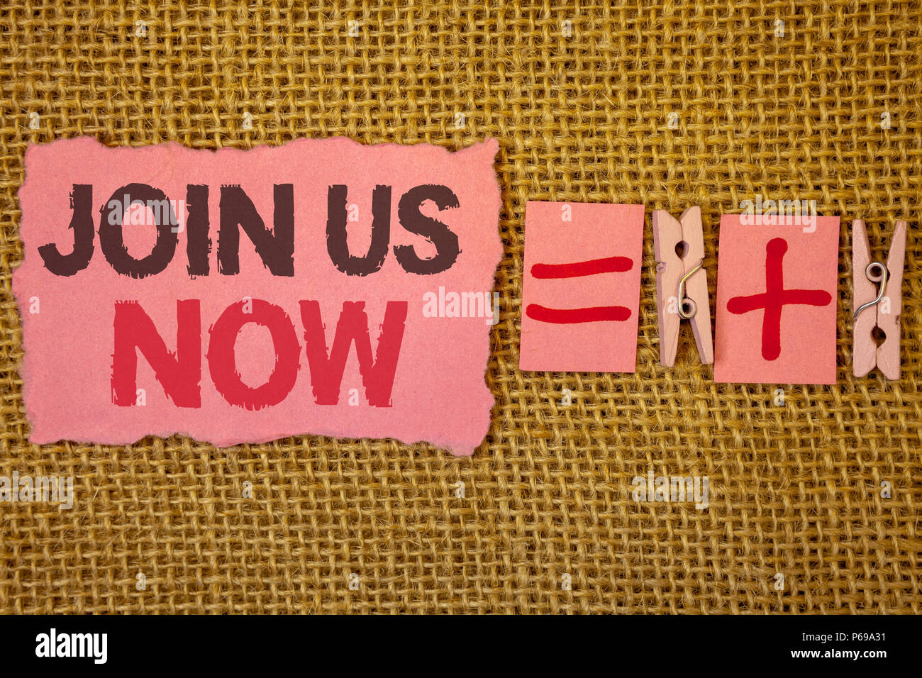 Handwriting text writing Join Us Now. Concept meaning enroll community ...