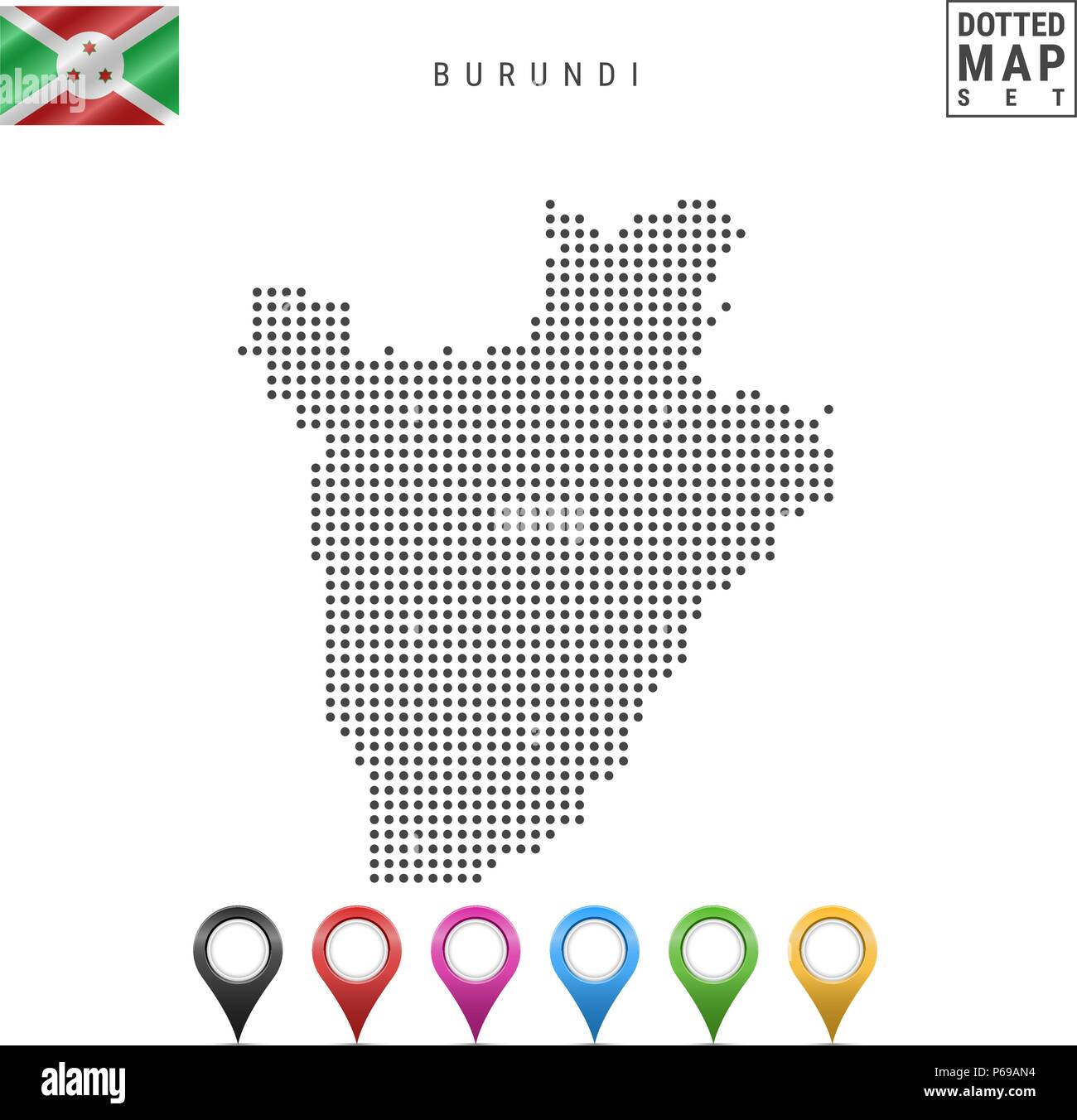 Dots Pattern Vector Map of Burundi. Stylized Silhouette of Burundi ...