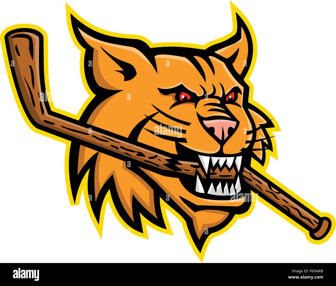 Mascot icon illustration of head of a bobcat, a North American cat ...