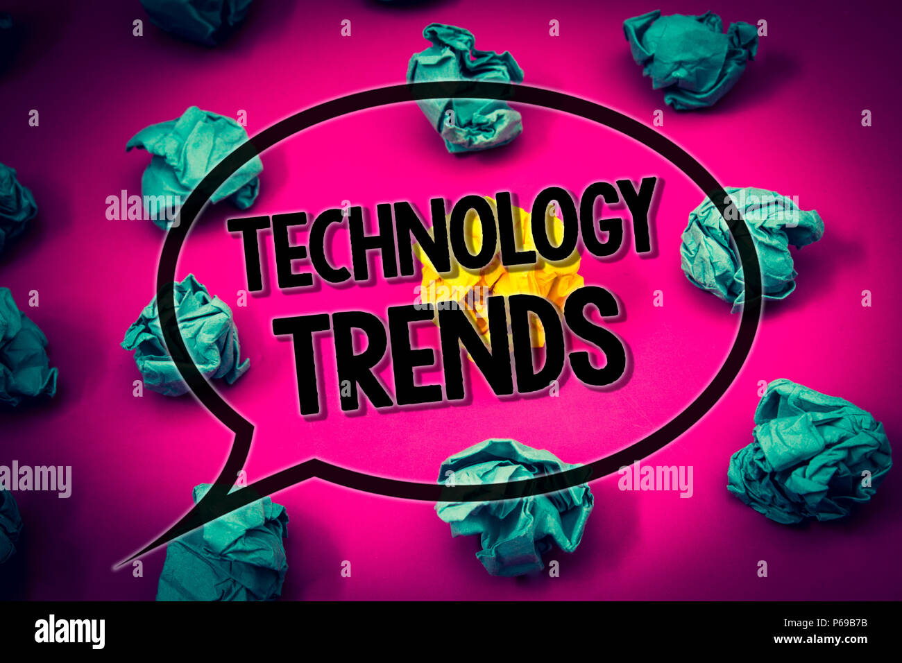 Handwriting text Technology Trends. Concept meaning Trending Modern ...