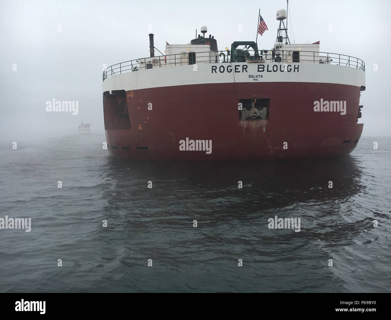 The motor vessel Roger Blough remains grounded in the vicinity of Gros ...