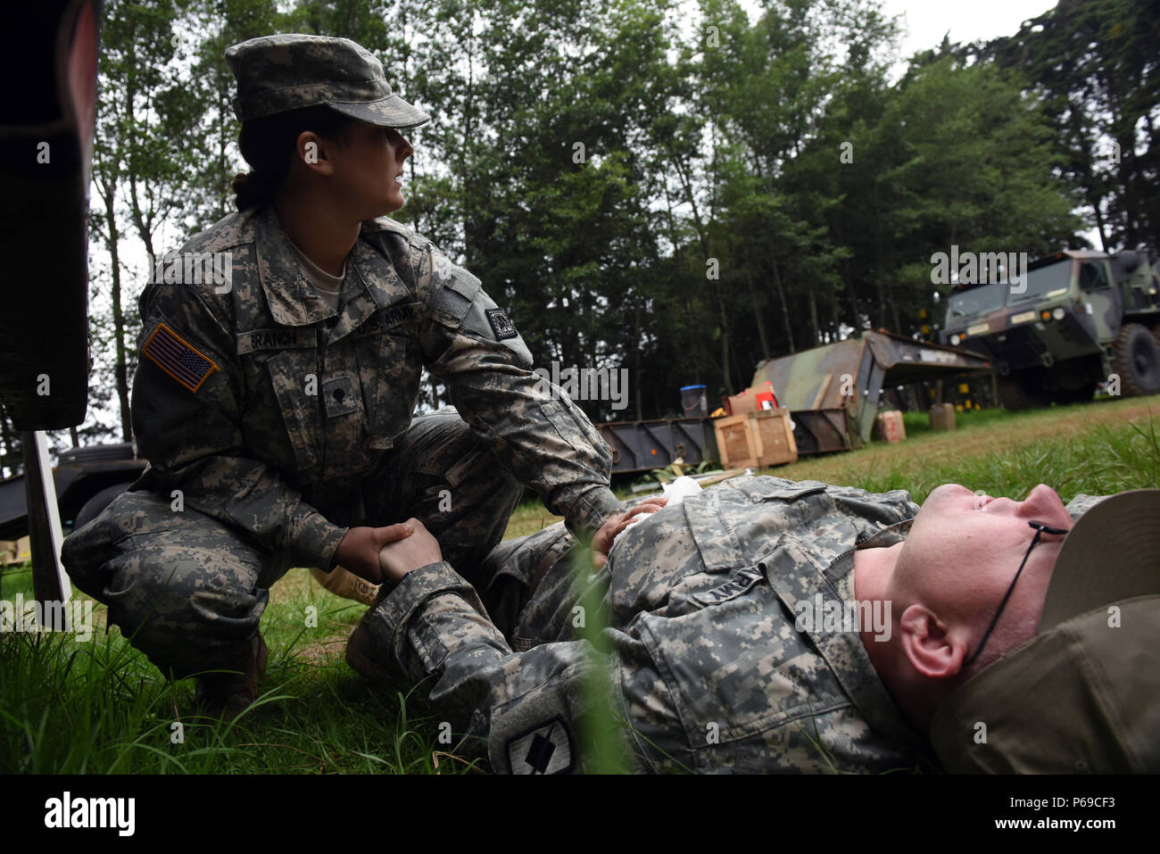 SAN MARCOS, Guatemala – U.S. Army Spc. Ariel Branch, left, 871th Troop ...