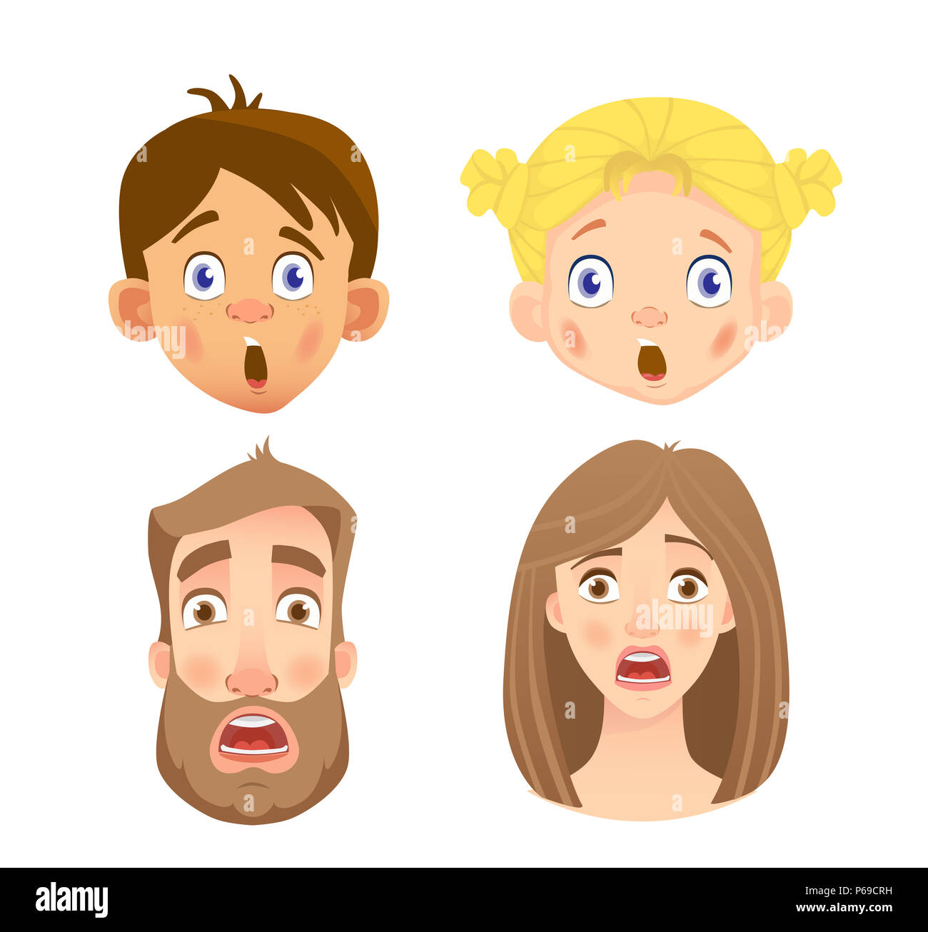 Emotions of human face. Set of human faces expressing emotions ...