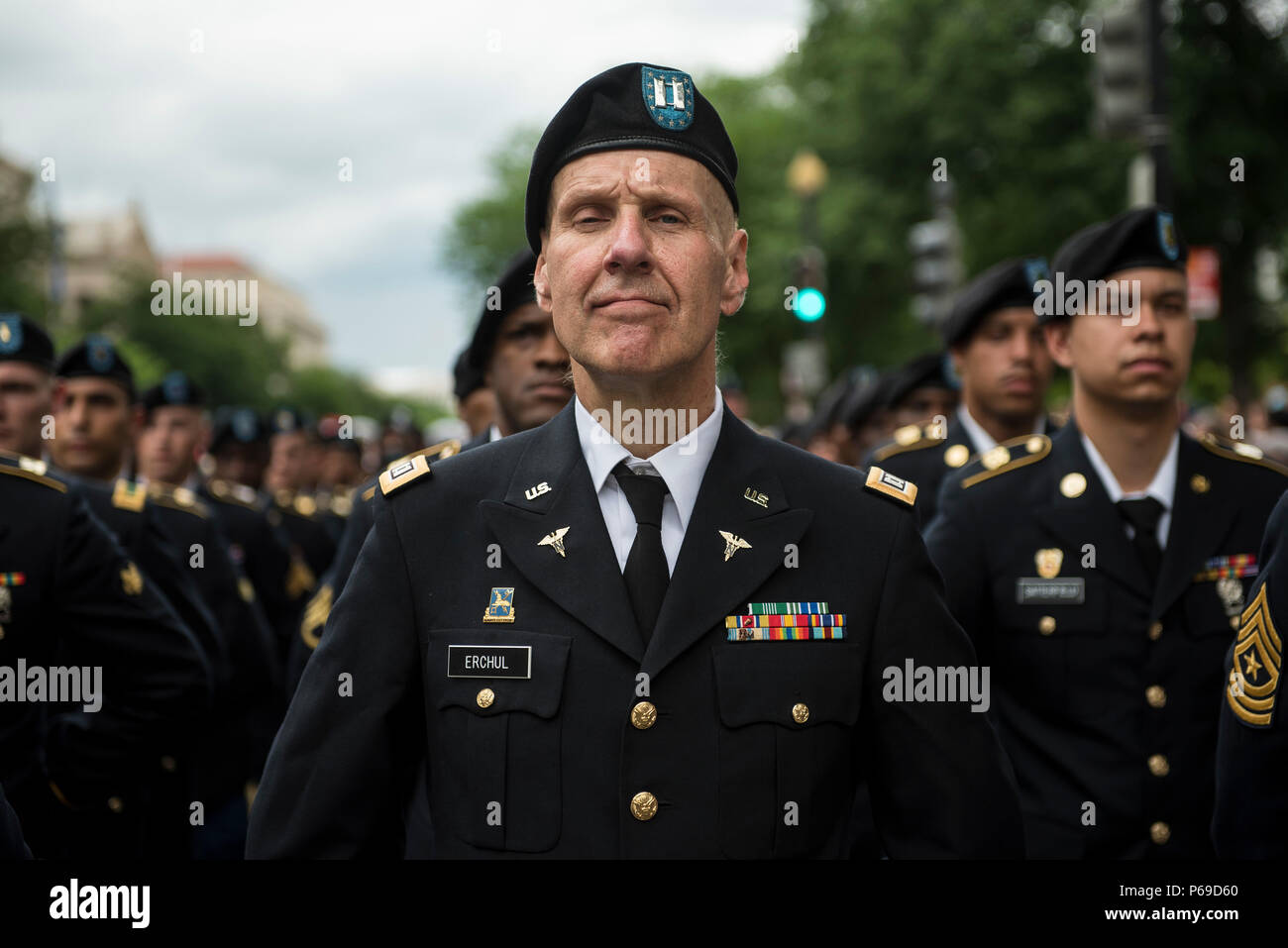 Capt. Daniel Erchul, U.S. Army Reserve Soldier, stands in formation on ...