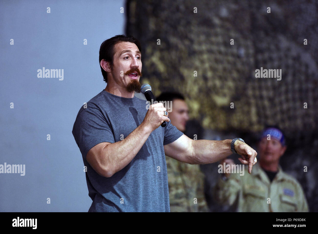 UFC fighter Tim Kennedy performs as Army Gen. Frank Grass, chief ...