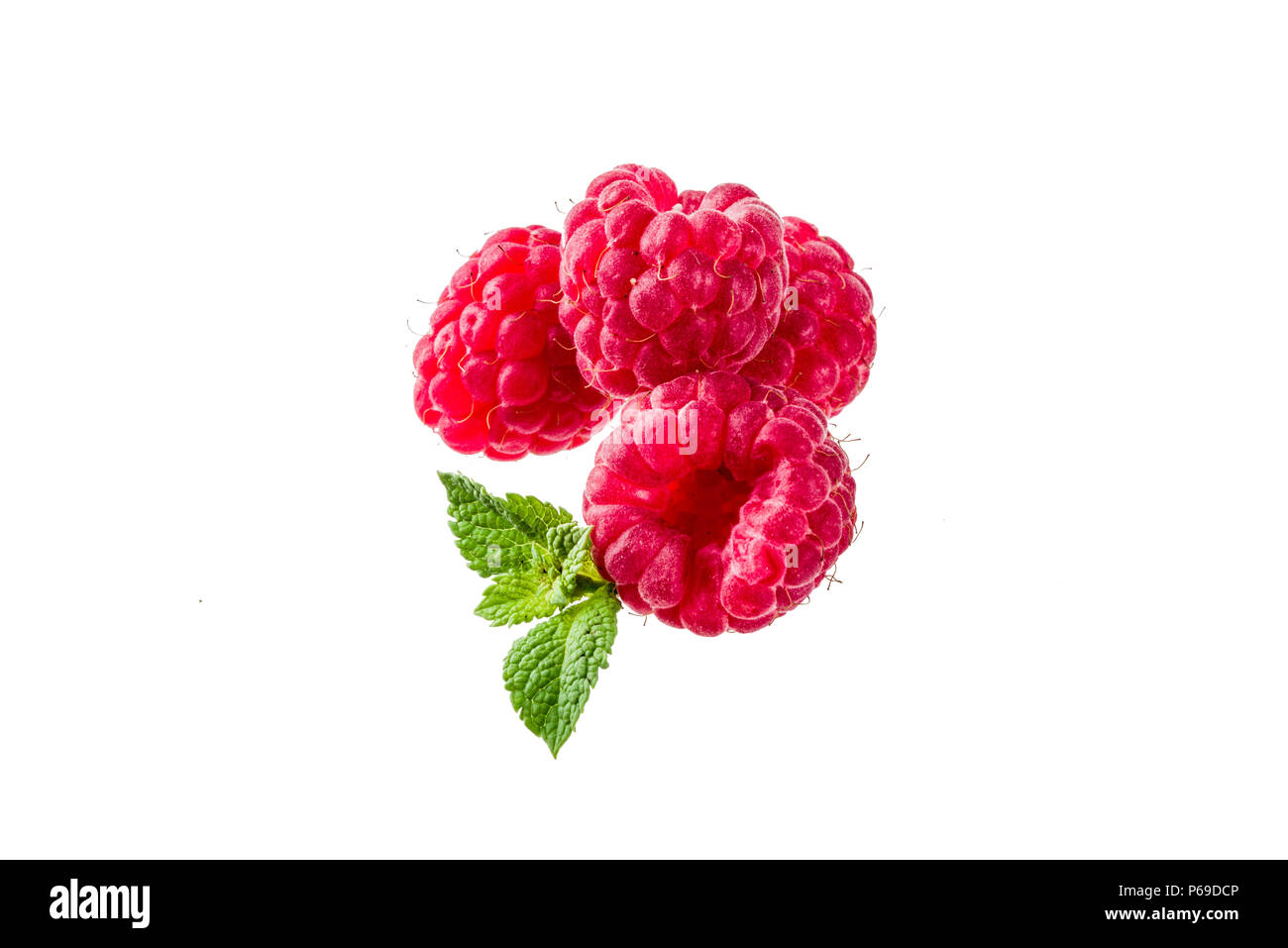 Raw fresh raspberry isolated on white Stock Photo - Alamy