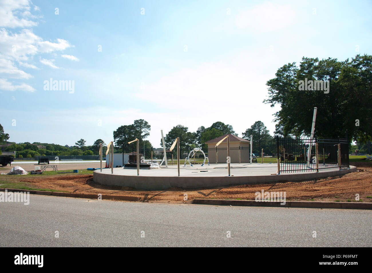 Maxwell AFB, Ala. - Construction continues on the splashpad near the ...