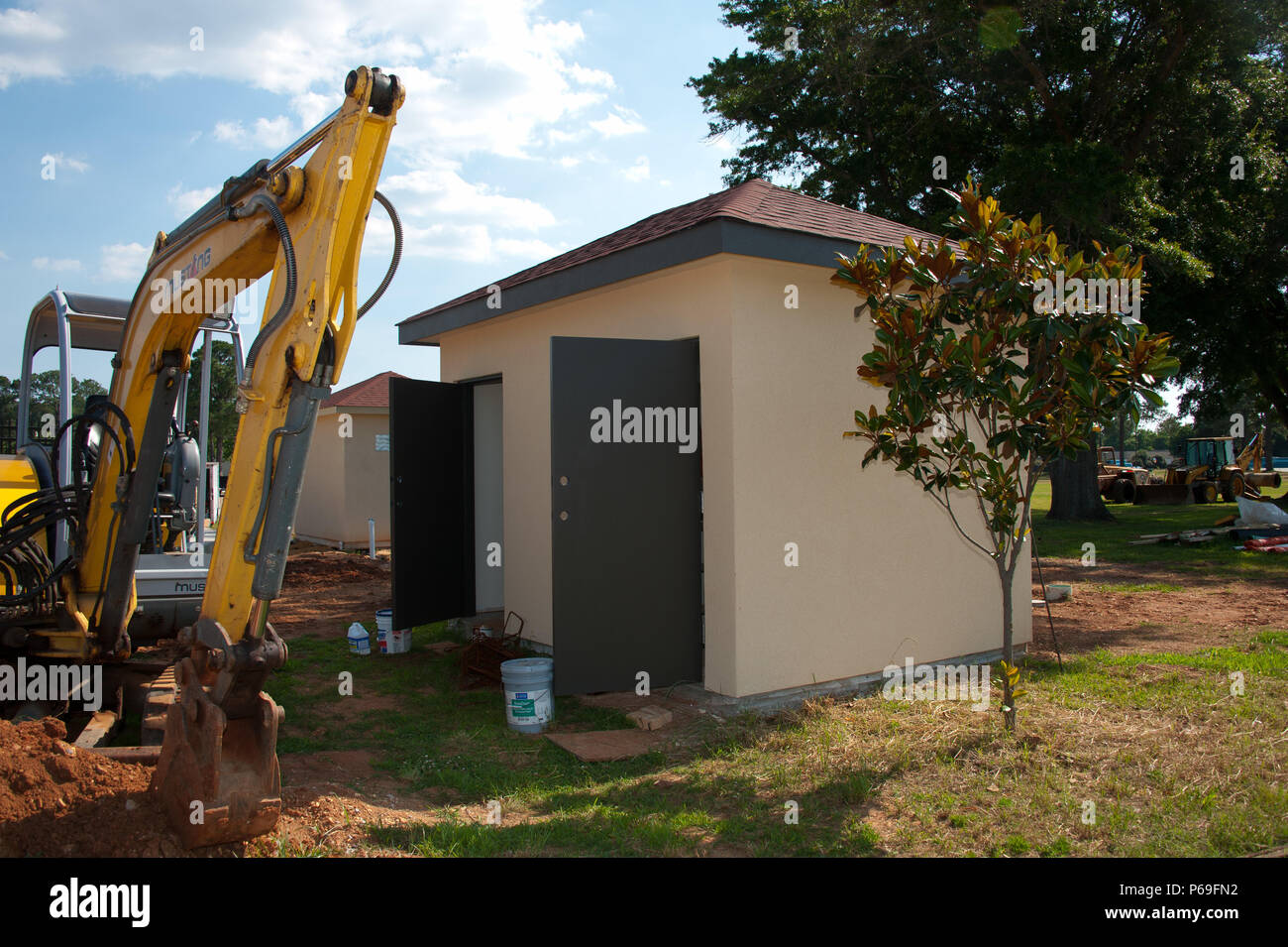 Maxwell AFB, Ala. - Construction continues on the splashpad near the ...