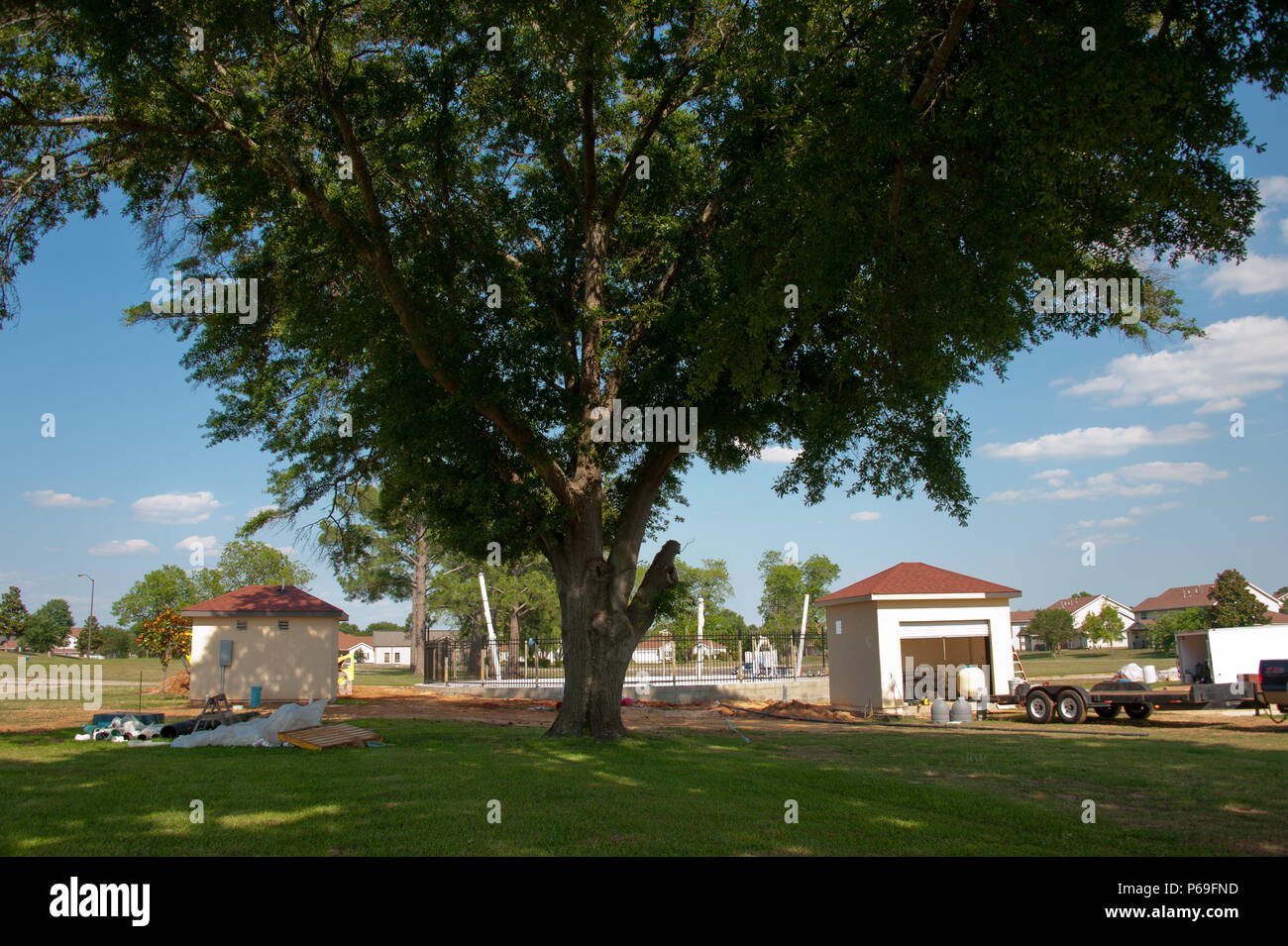 Maxwell AFB, Ala. - Construction continues on the splashpad near the ...