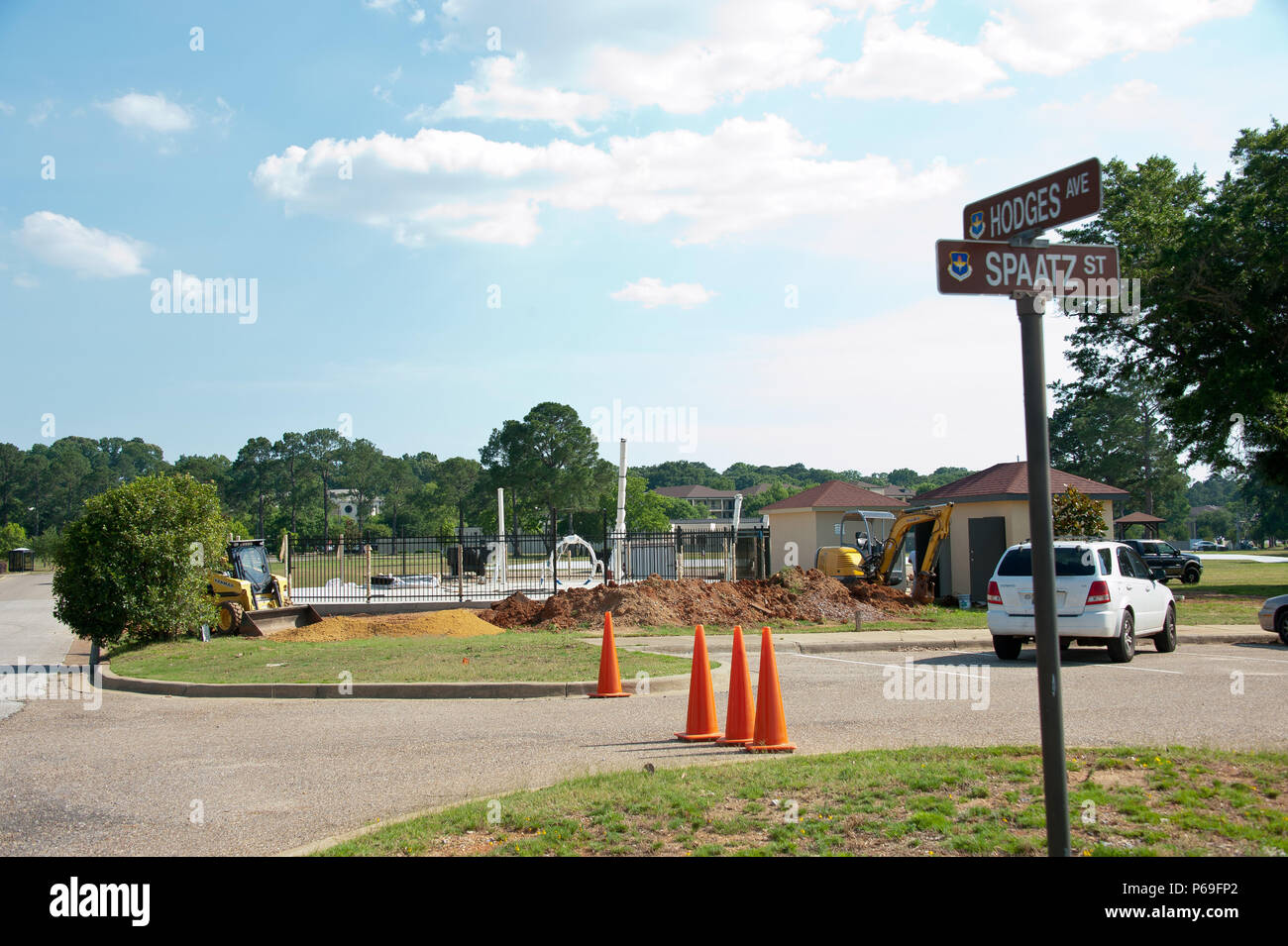 Maxwell AFB, Ala. - Construction continues on the splashpad near the ...