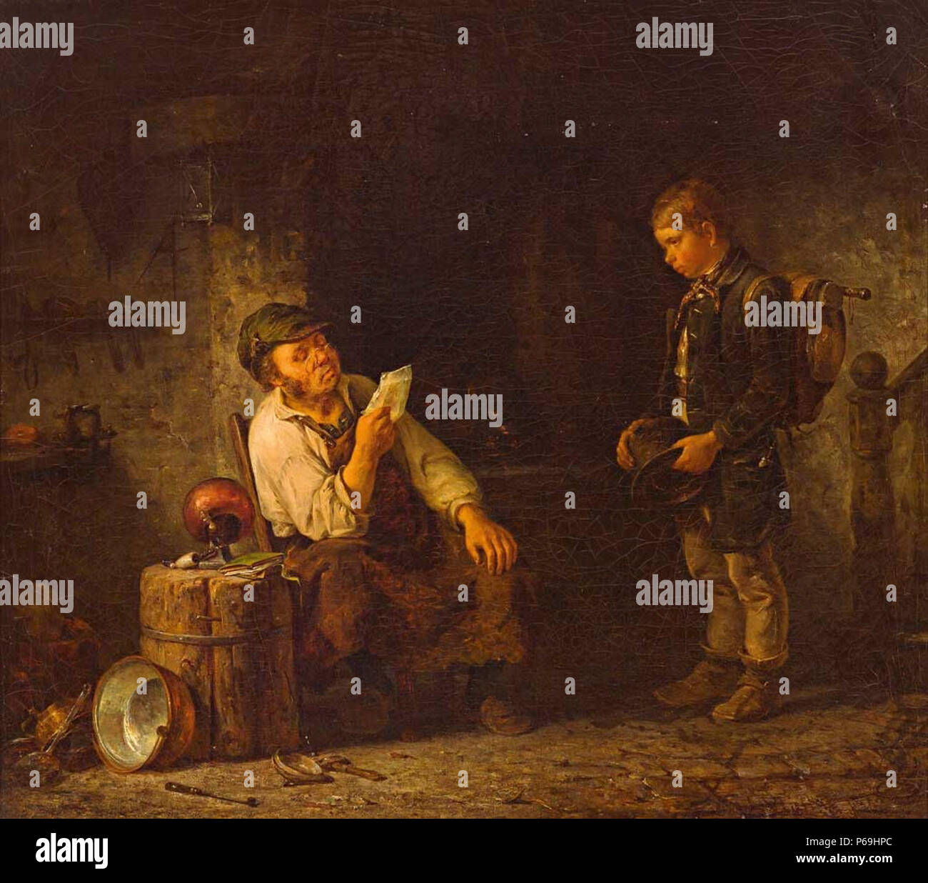 19. Jahrhundert circa August Heinrich Plinke oil on canvas Gehilfe beim ...