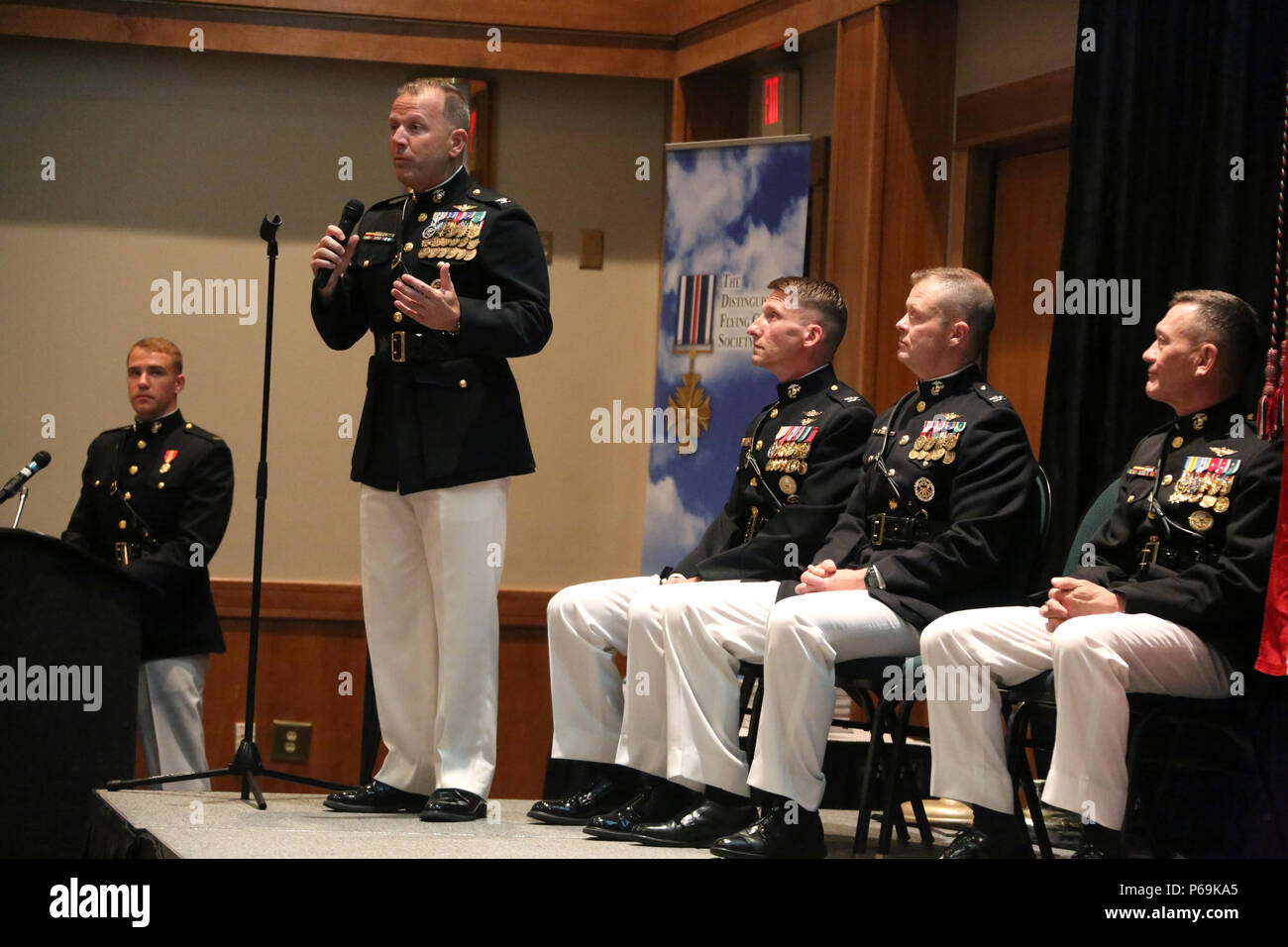 Senior leaders in aviation give opening remarks on stage during hi-res ...