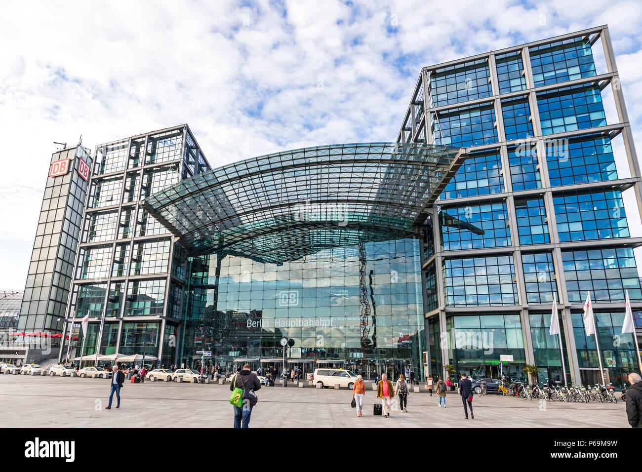 BERLIN, GERMANY - SEPTEMBER 20, 2017: Facade view of Berlin Central ...
