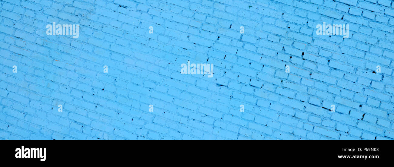 Square brick block wall background and texture. Painted in blue Stock ...