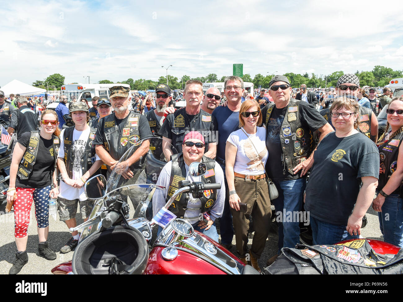 Secretary of Defense Ash Carter attends start of the Rolling Thunder demonstration ride at the ...