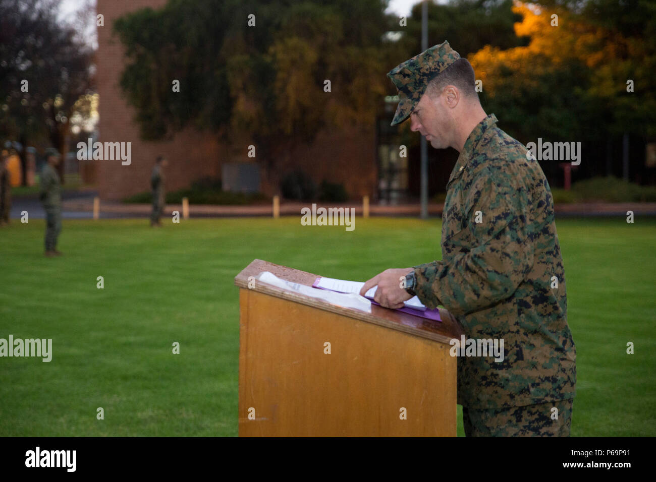 Maj. Christopher W. Simpson, Company C Commander, speaks to his Marines ...