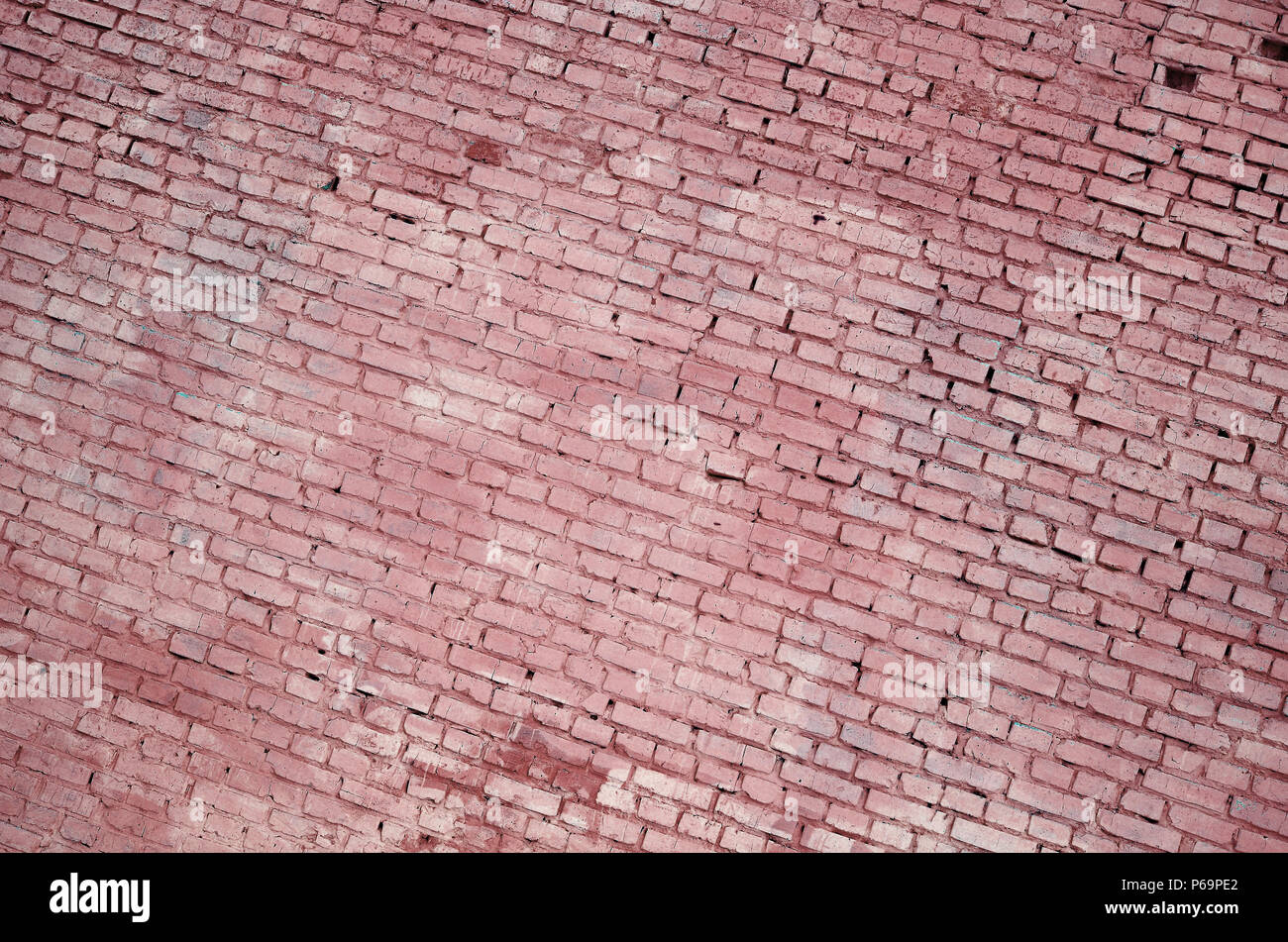 Square brick block wall background and texture. Painted in red Stock ...