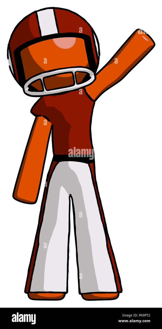 Orange football player man waving emphatically with left arm Stock ...