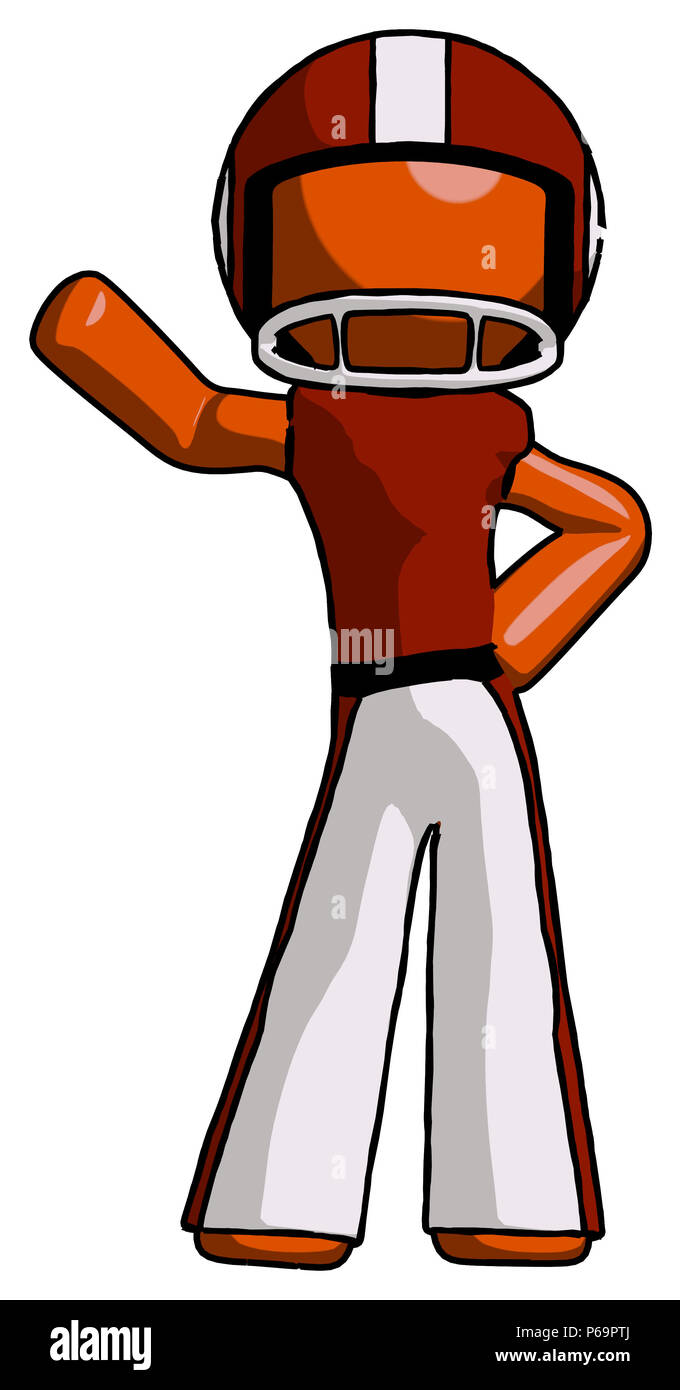 Orange football player man waving right arm with hand on hip Stock ...