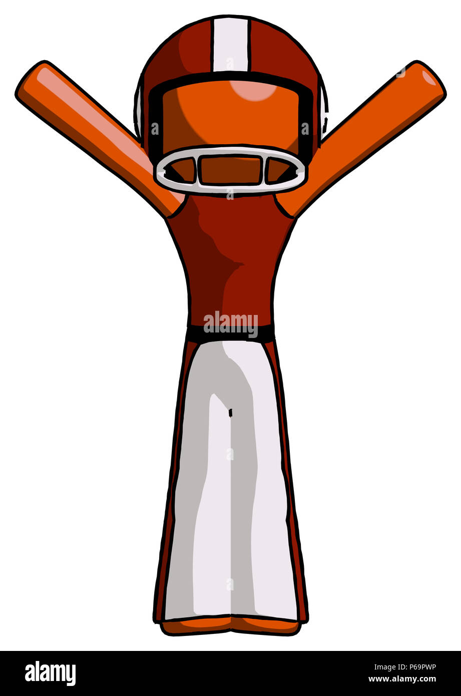 Orange football player man with arms out joyfully Stock Photo - Alamy