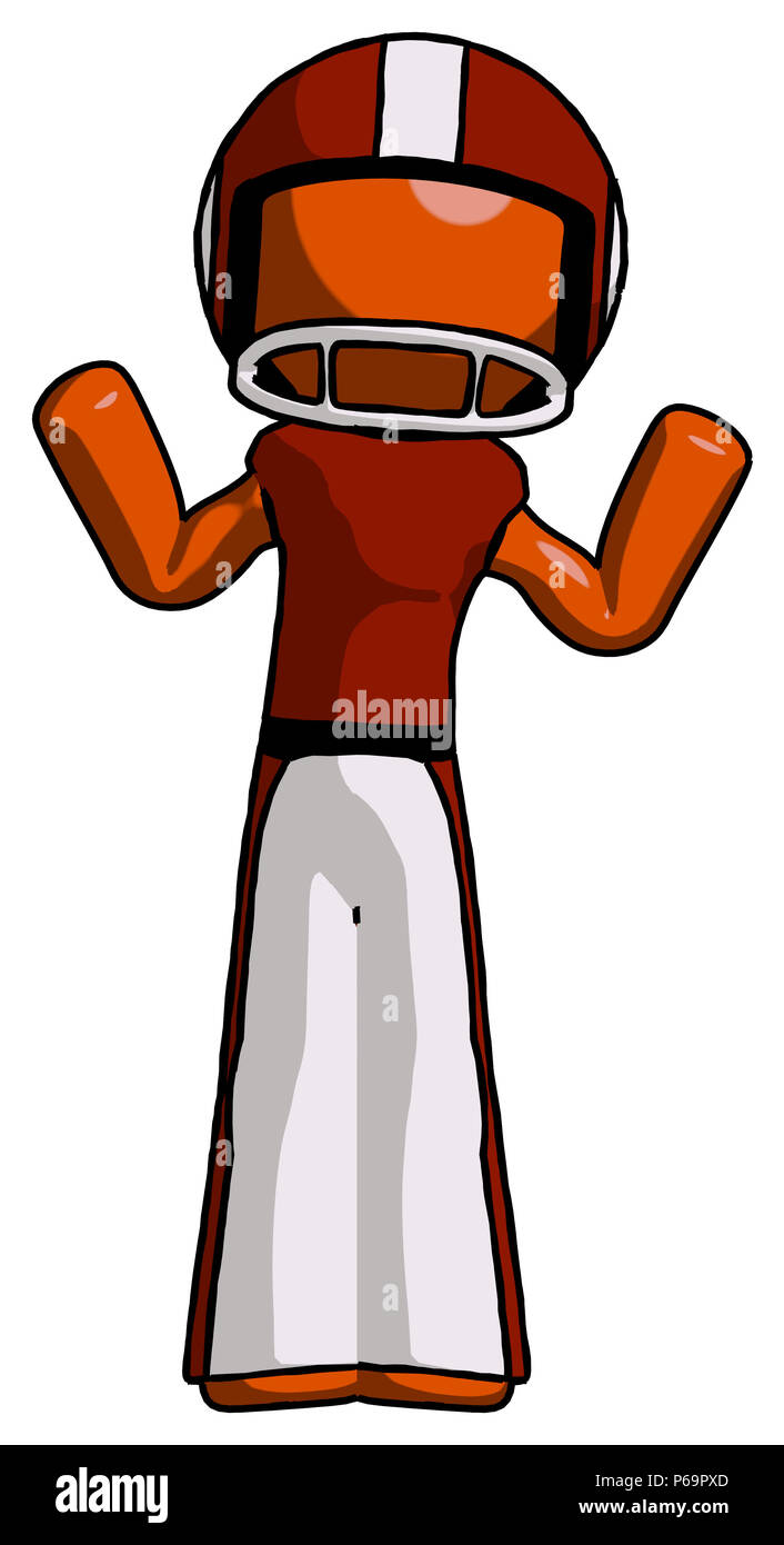 Orange football player man shrugging confused Stock Photo - Alamy