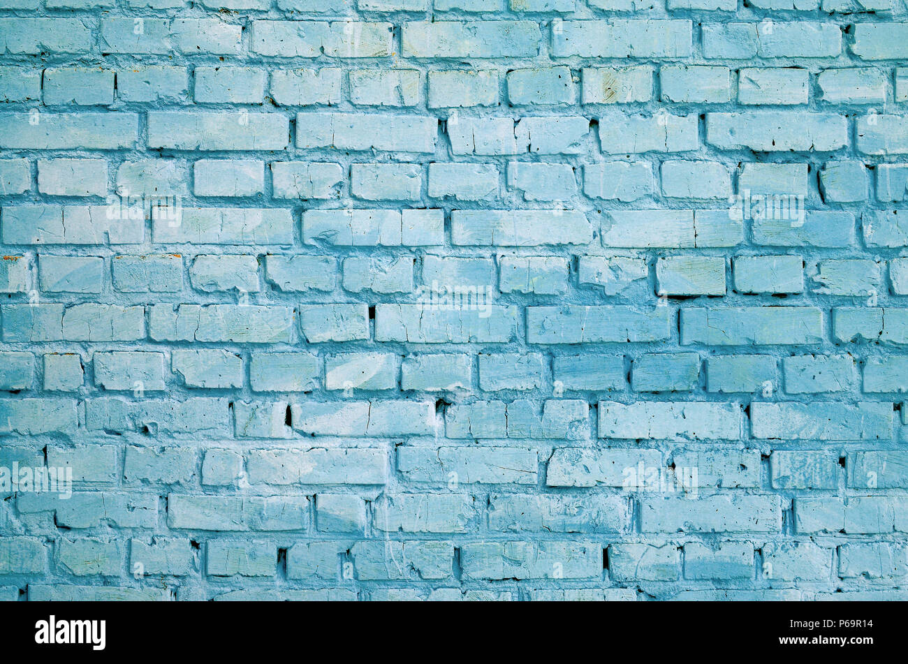 Square brick block wall background and texture. Painted in blue Stock ...
