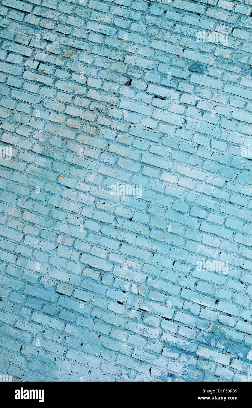 Square brick block wall background and texture. Painted in blue Stock ...