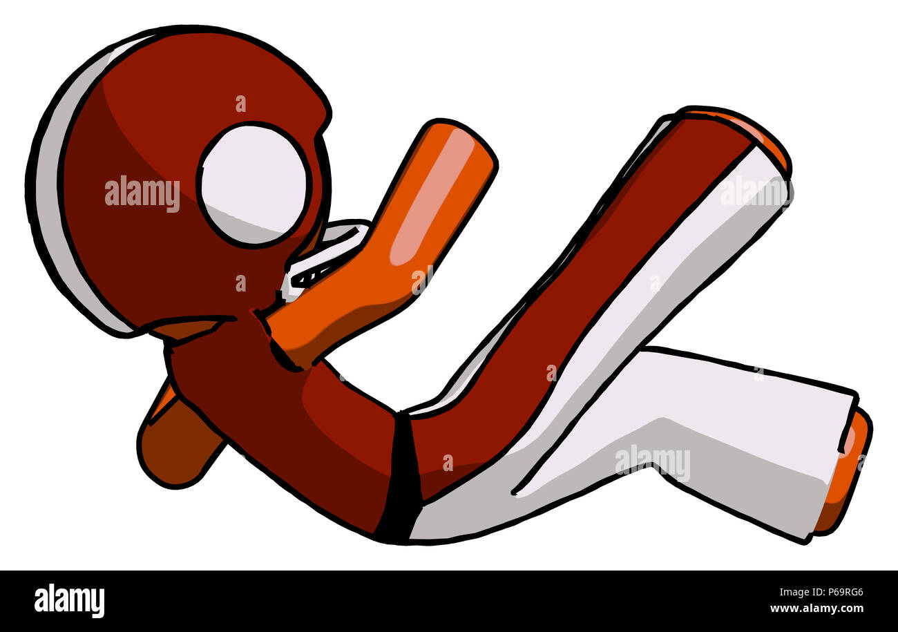 Orange football player man falling backwards Stock Photo - Alamy