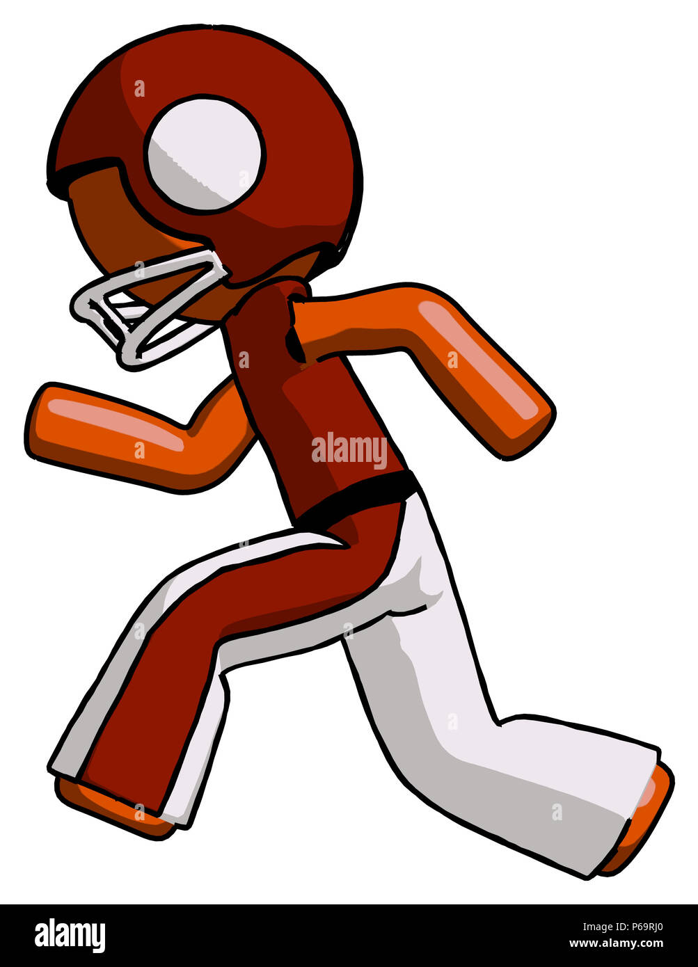 Orange football player man running fast left Stock Photo - Alamy