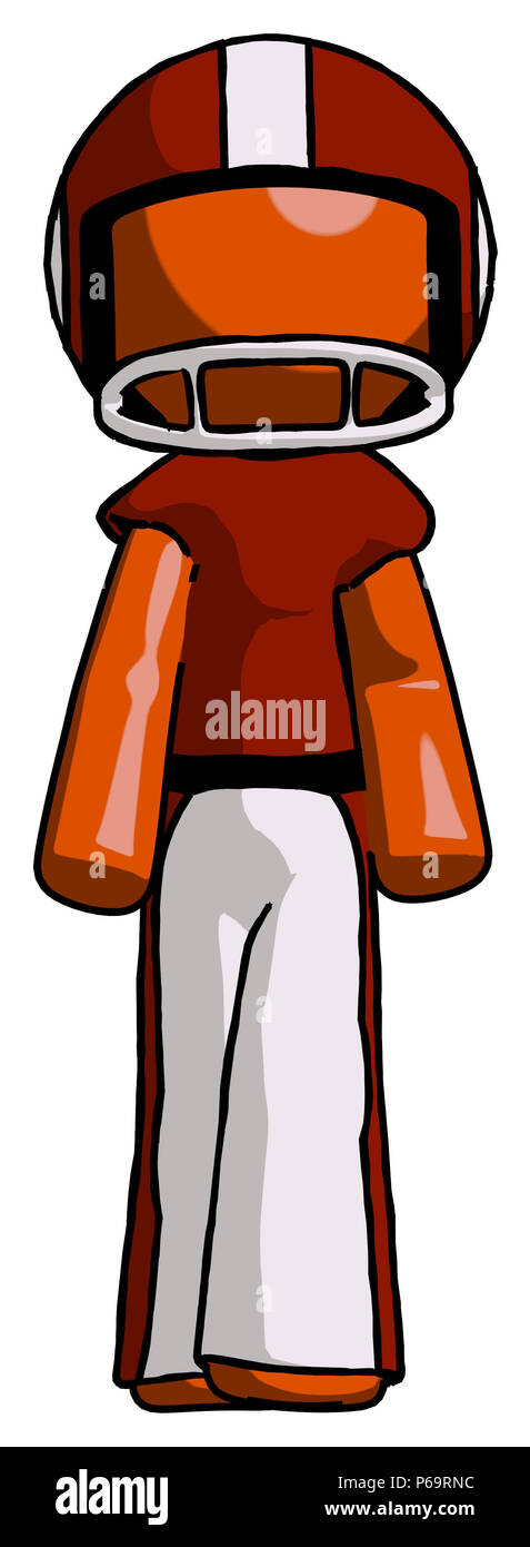 Orange football player man walking front view Stock Photo - Alamy