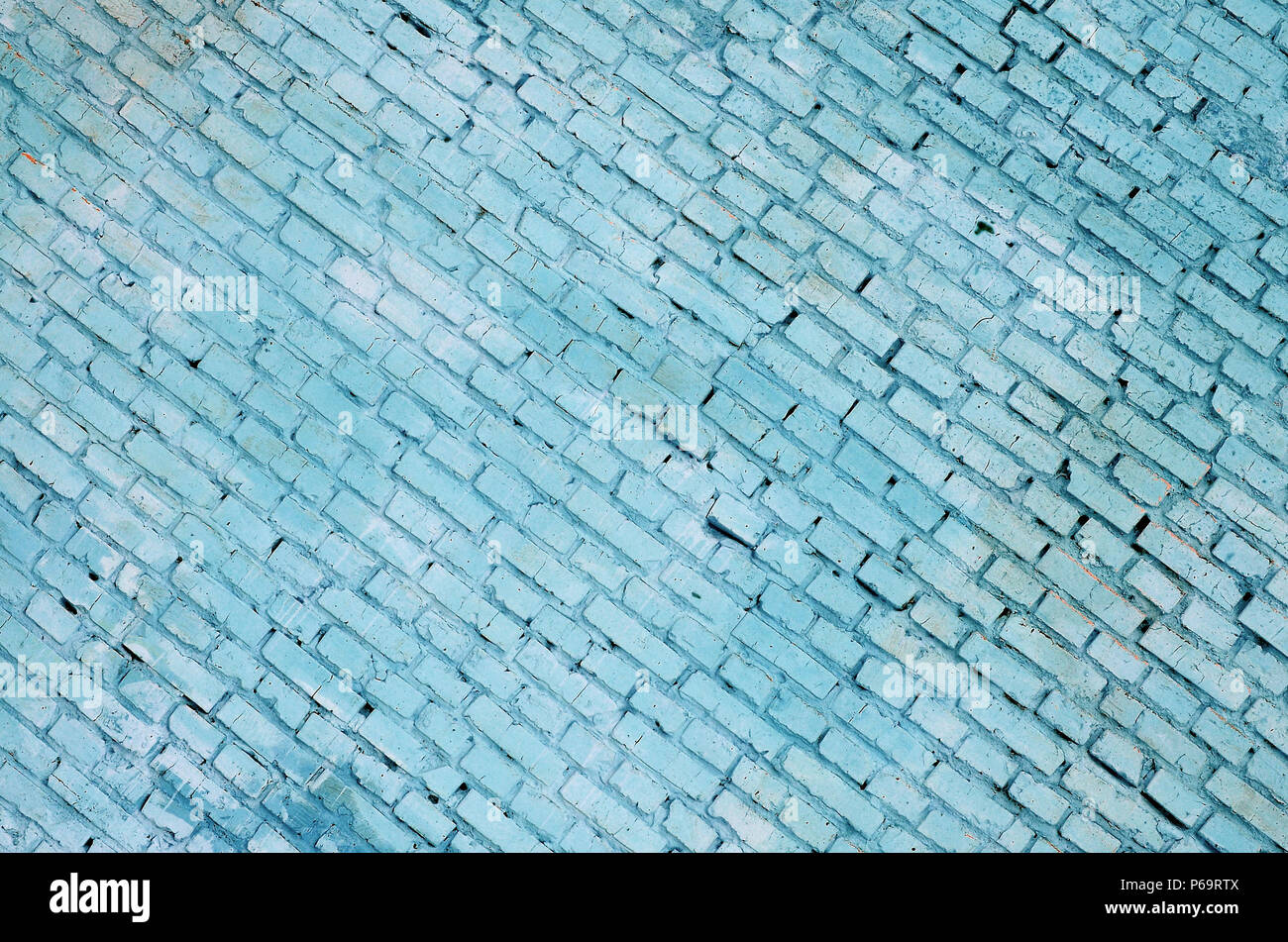 Square brick block wall background and texture. Painted in blue Stock ...
