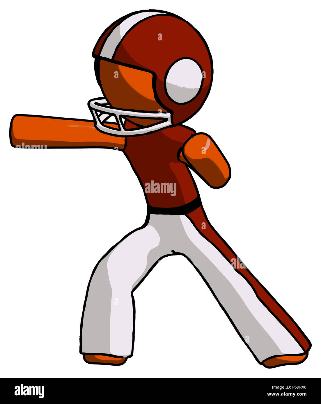 Orange football player man martial arts punch left Stock Photo - Alamy