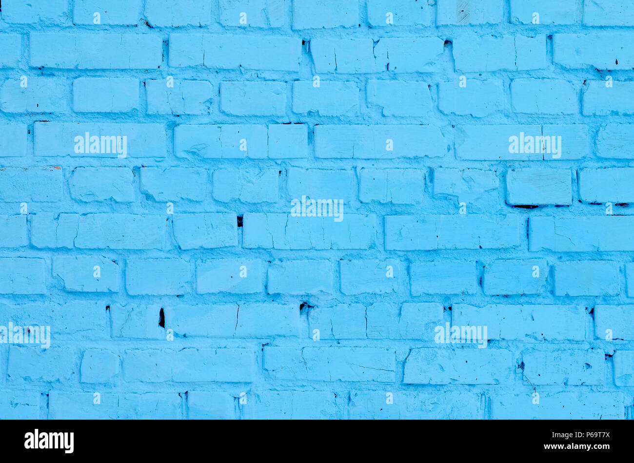 Square brick block wall background and texture. Painted in blue Stock ...