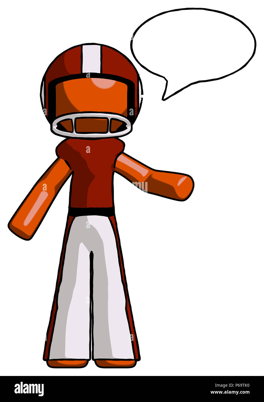 Orange football player man with word bubble talking chat icon Stock ...