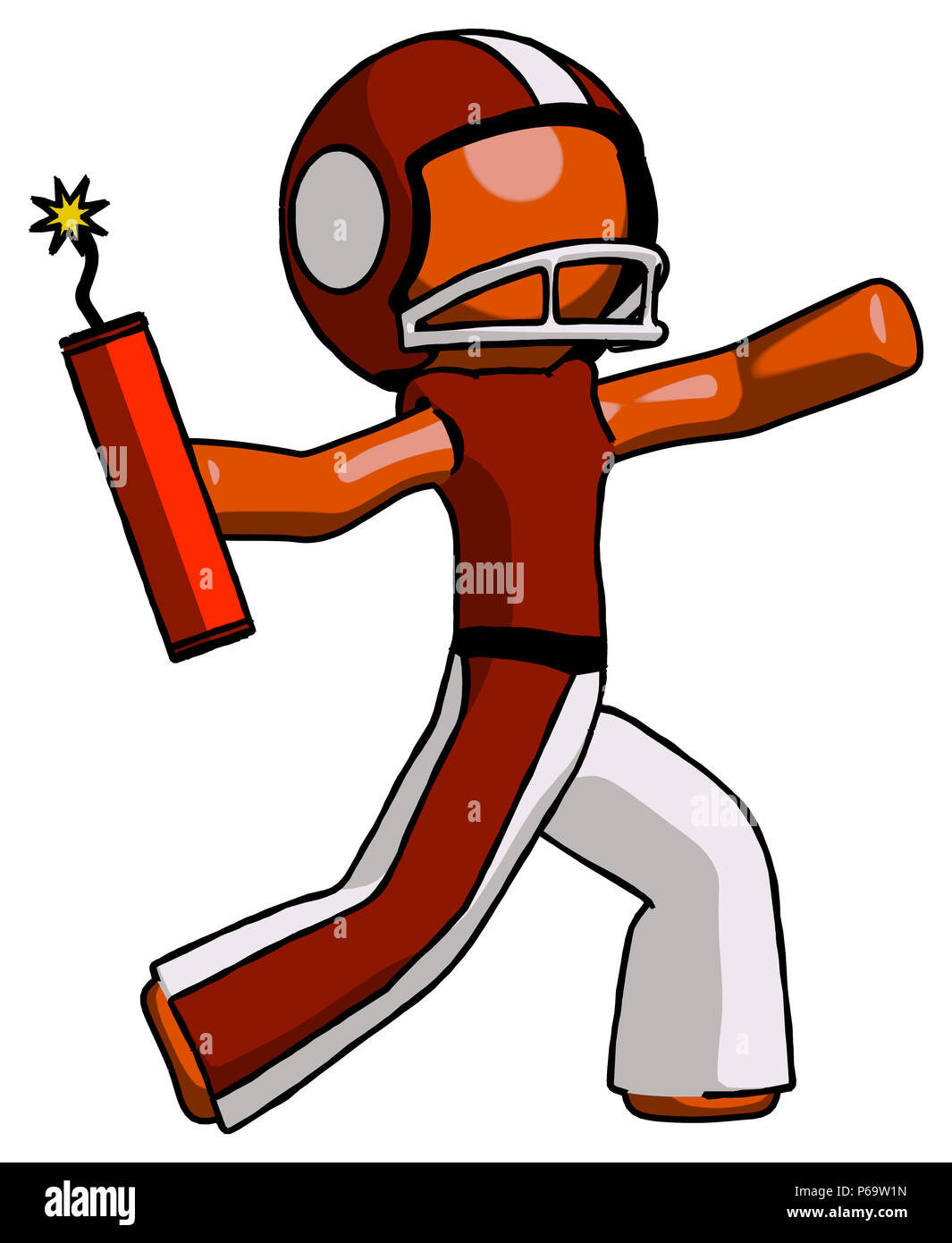 Orange football player man throwing dynamite Stock Photo - Alamy