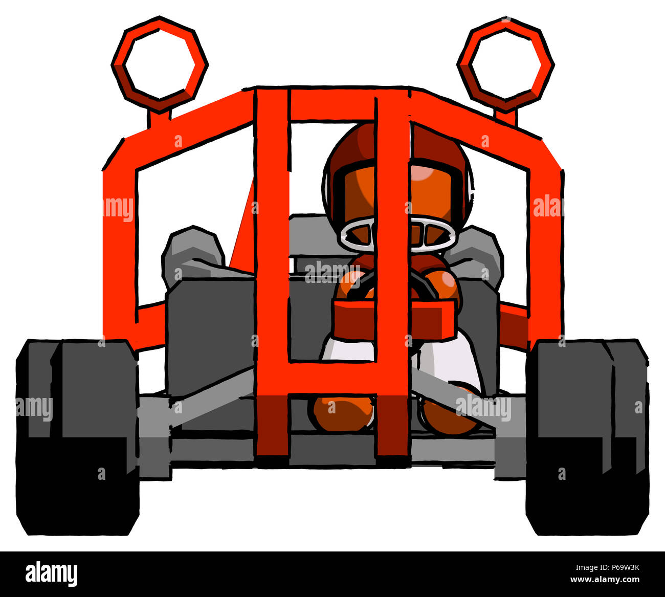 Orange football player man riding sports buggy front view Stock Photo ...