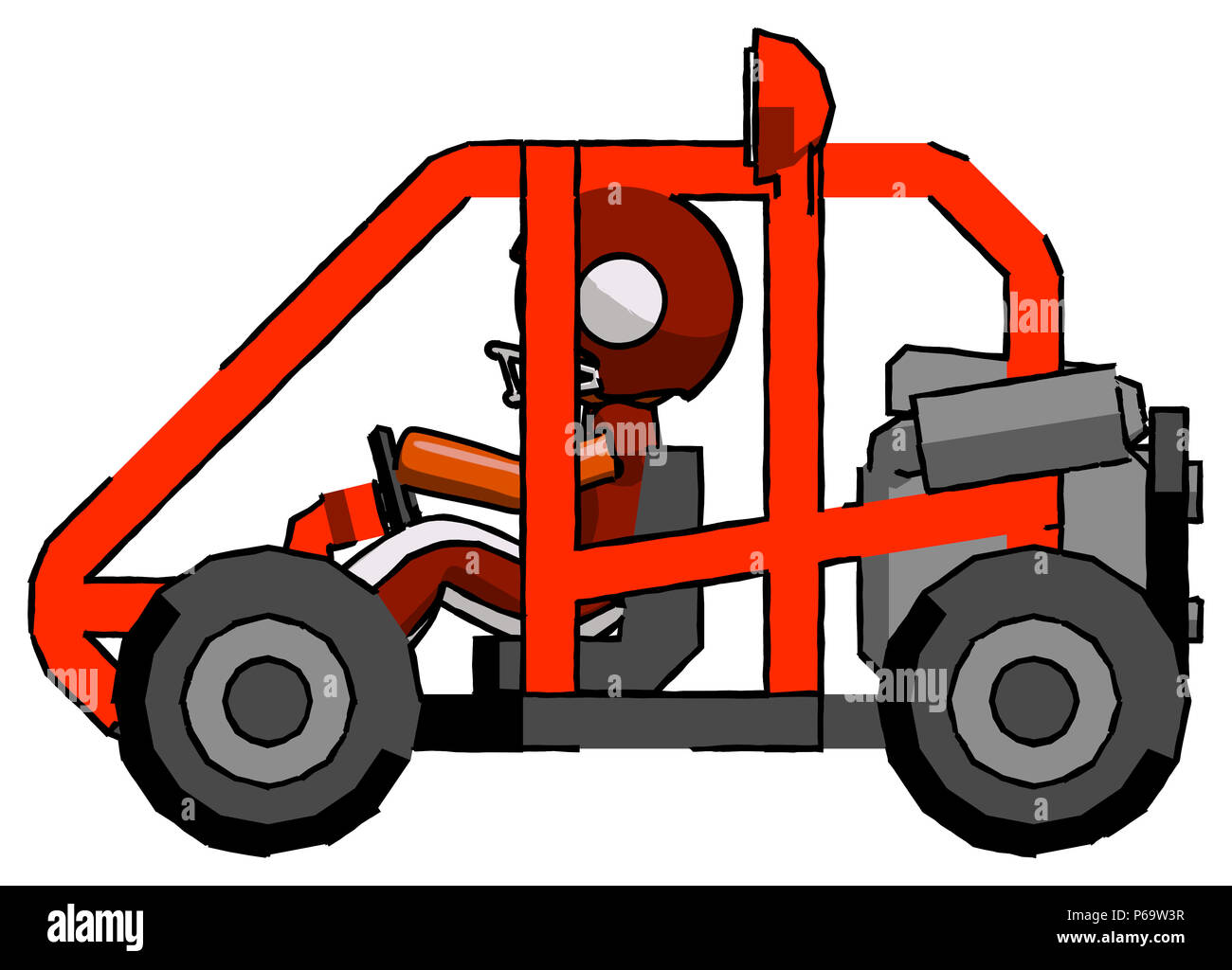 Orange football player man riding sports buggy side view Stock Photo ...