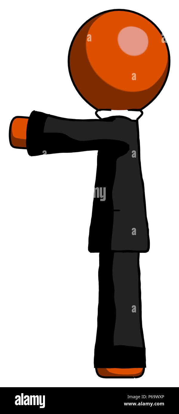 Orange clergy man pointing left Stock Photo - Alamy