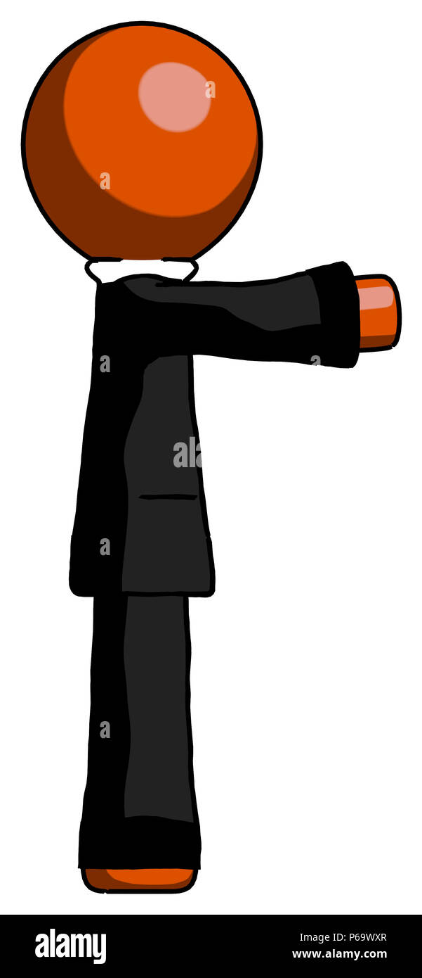 Orange clergy man pointing right Stock Photo - Alamy