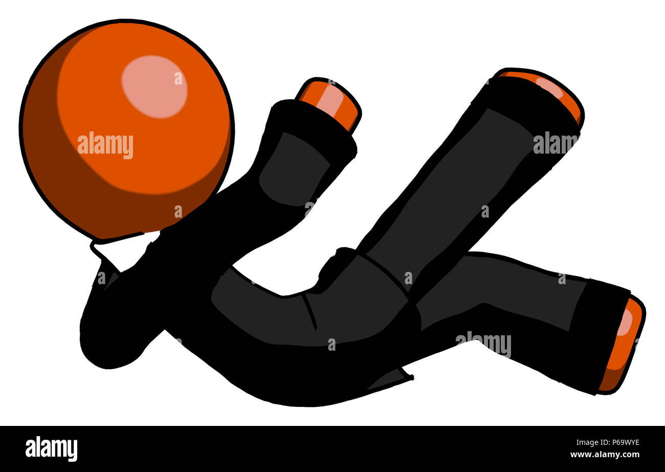 Orange clergy man falling backwards Stock Photo - Alamy