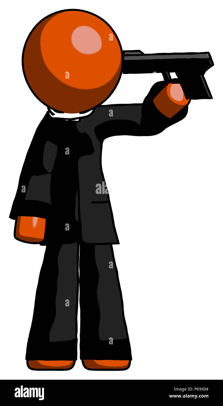 Orange clergy man suicide gun pose Stock Photo - Alamy