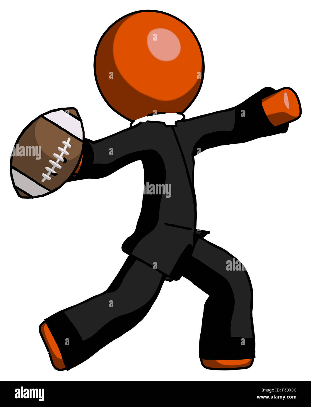 Orange clergy man throwing football Stock Photo - Alamy